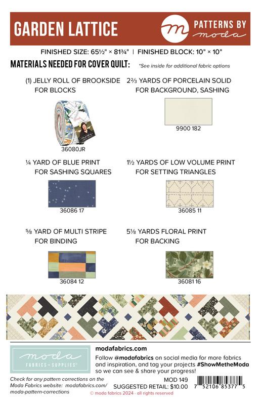 Garden Lattice Jelly Roll Pattern Finished size 65.5 x 81.75" pattern ...