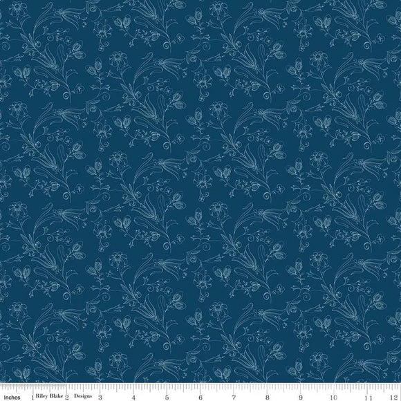Riley Blake Designs Sew America Flower Vines Blue C17350-BLUE ...