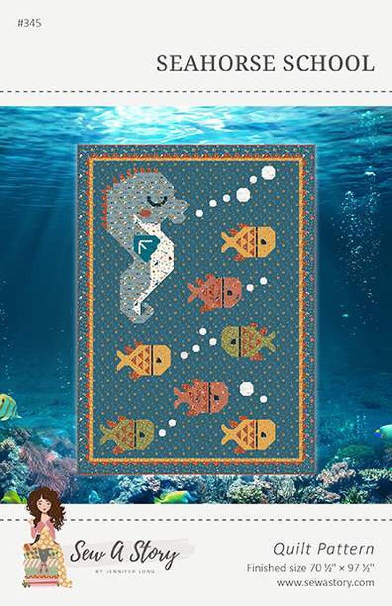 Seahorse School Quilt Pattern finished size 70.5"x97.5" pattern by Jen ...