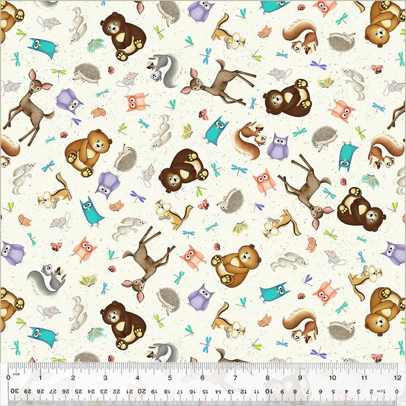 Windham Fabrics Enchanted Woods Woodland Friends Ivory 54521-4 ...
