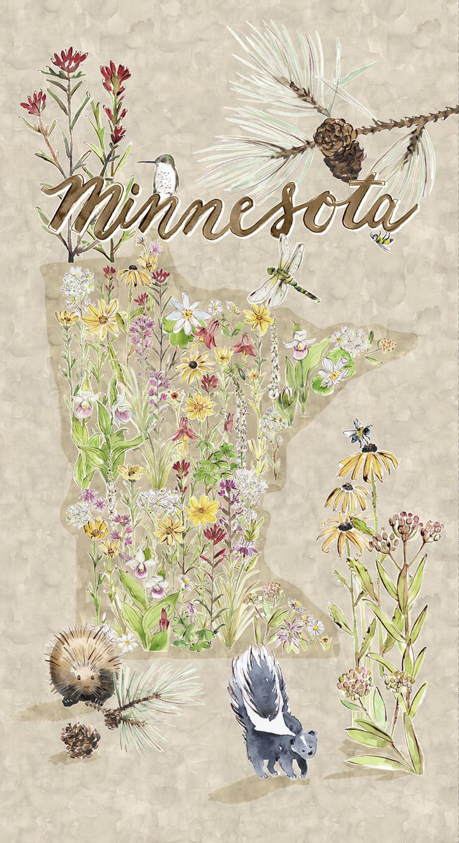 Quilt Minnesota 2023 Digital 24" State Panel Light Taupe Y3826-61 ...