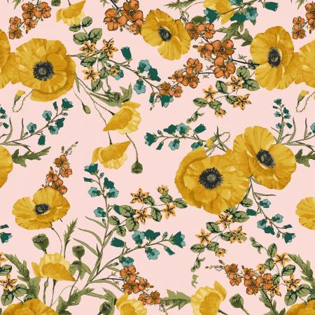 RJR Fabrics Ode To Poppies Poppy Fields Yellow Wood RJ4400-YW1 ...